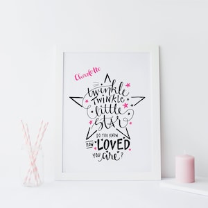 Twinkle Twinkle Little Star Poster Nursery Wall Art Girls - Etsy