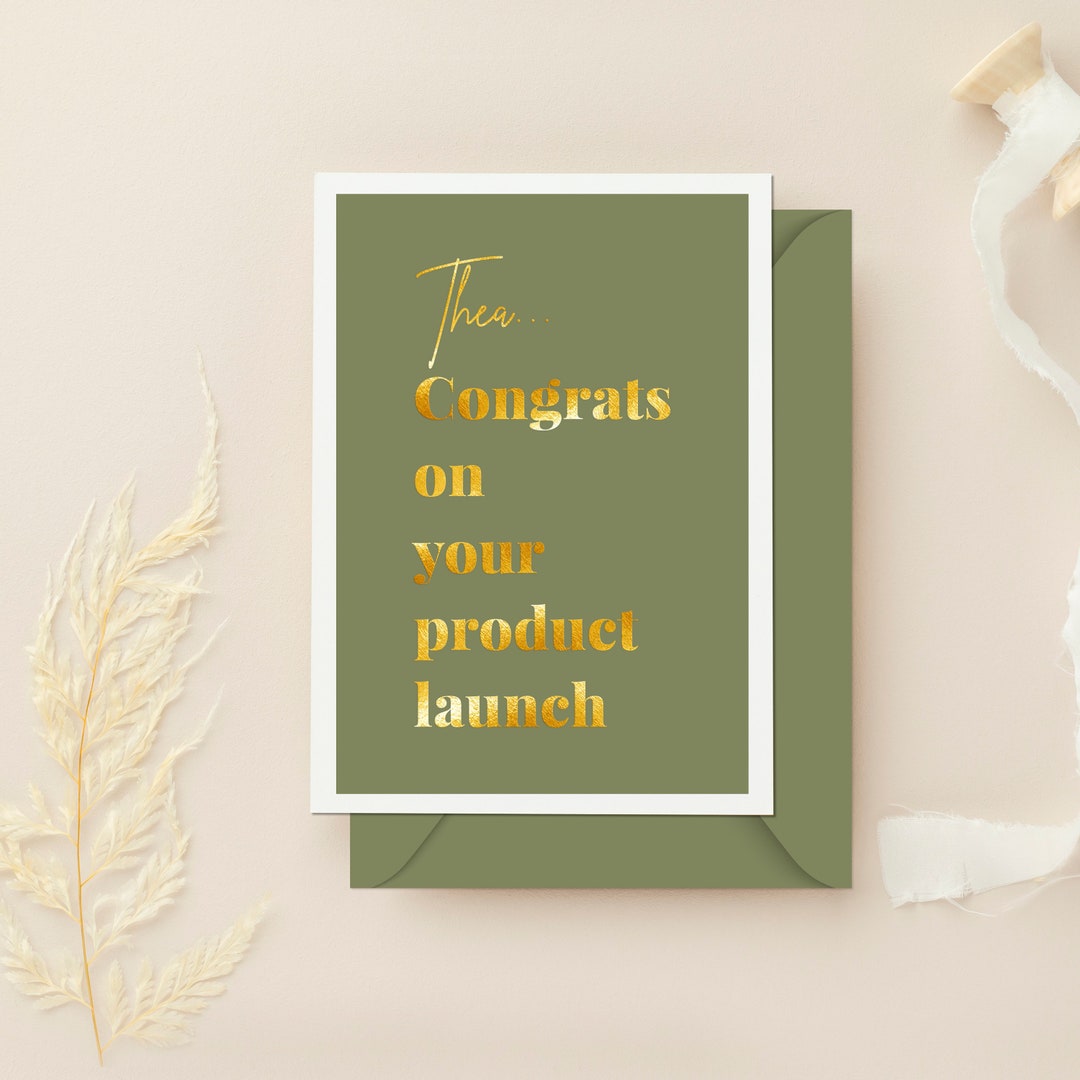 Congratulations on Your Product Launch Card, Metallic Gold Foil ...