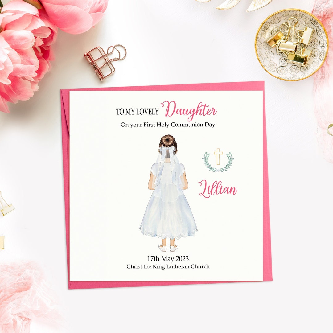 Daughter First Holy Communion Card, Personalised Girls 1st Holy ...