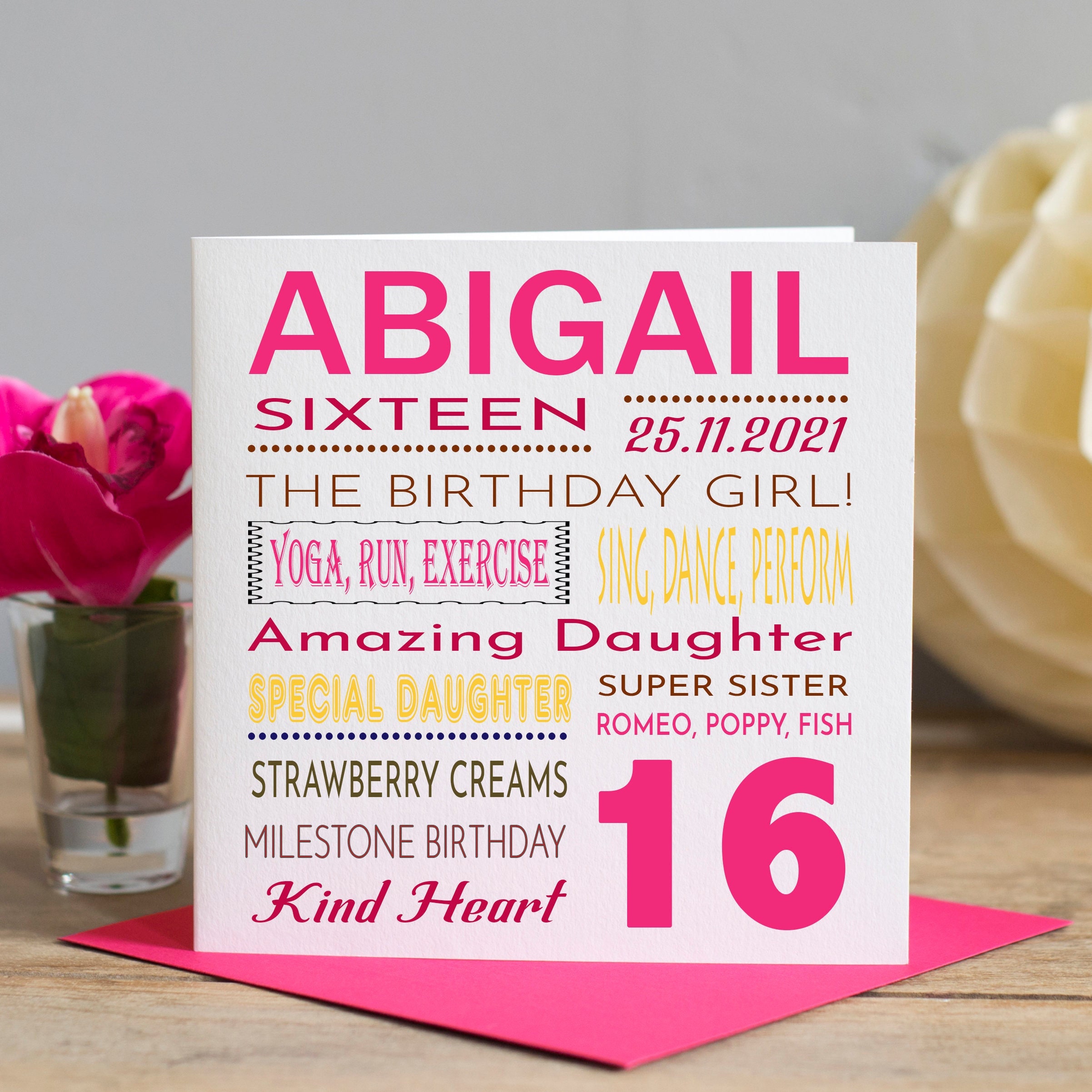 16th Birthday Card for Her Personalised 16th Birthday Card - Etsy