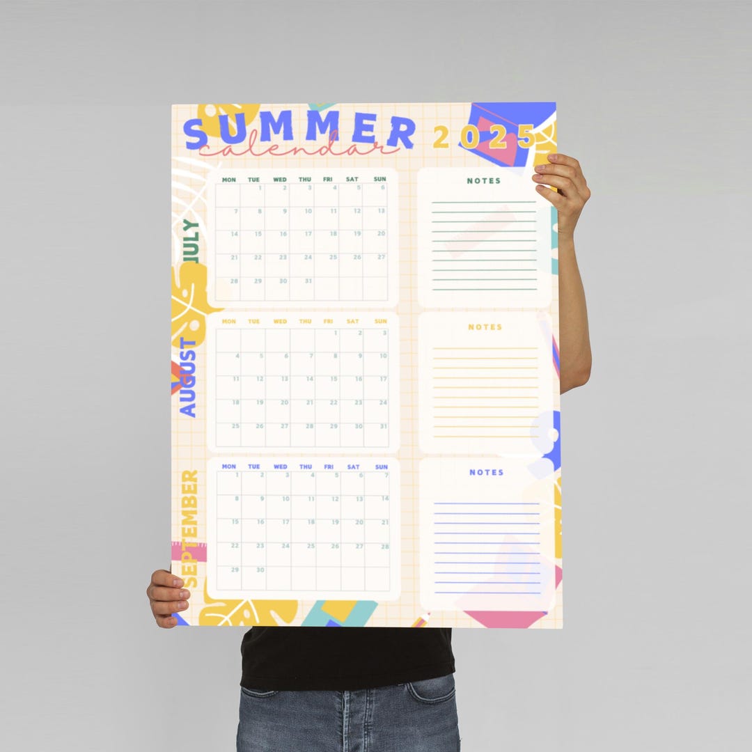 Summer 2025 Holiday Wall Calendar Summer Planner Kids Holiday Wall ...