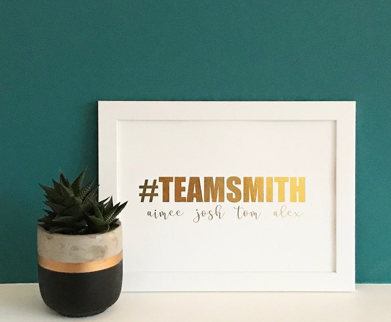 Personalised Family Name Print Metallic Family Name Frame - Etsy