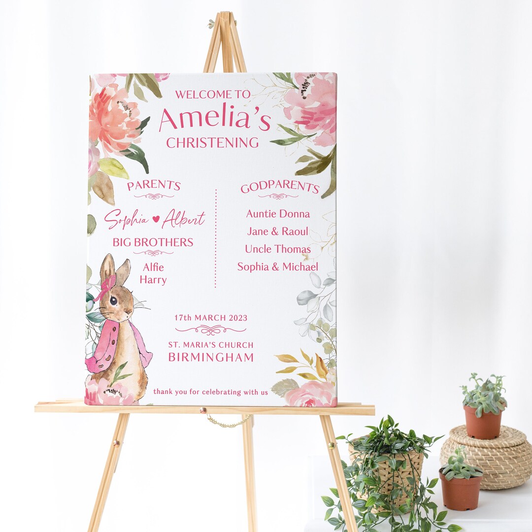 Christening Welcome Sign Peter Rabbit Christening Sign - Etsy