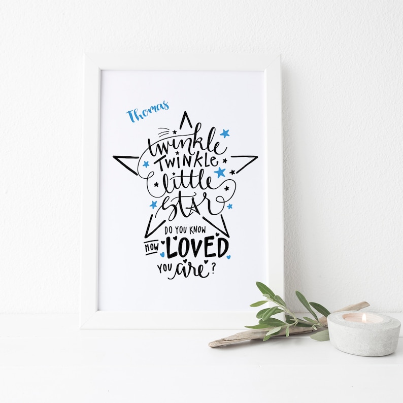 Twinkle Twinkle Little Star Poster Nursery Wall Art Girls - Etsy