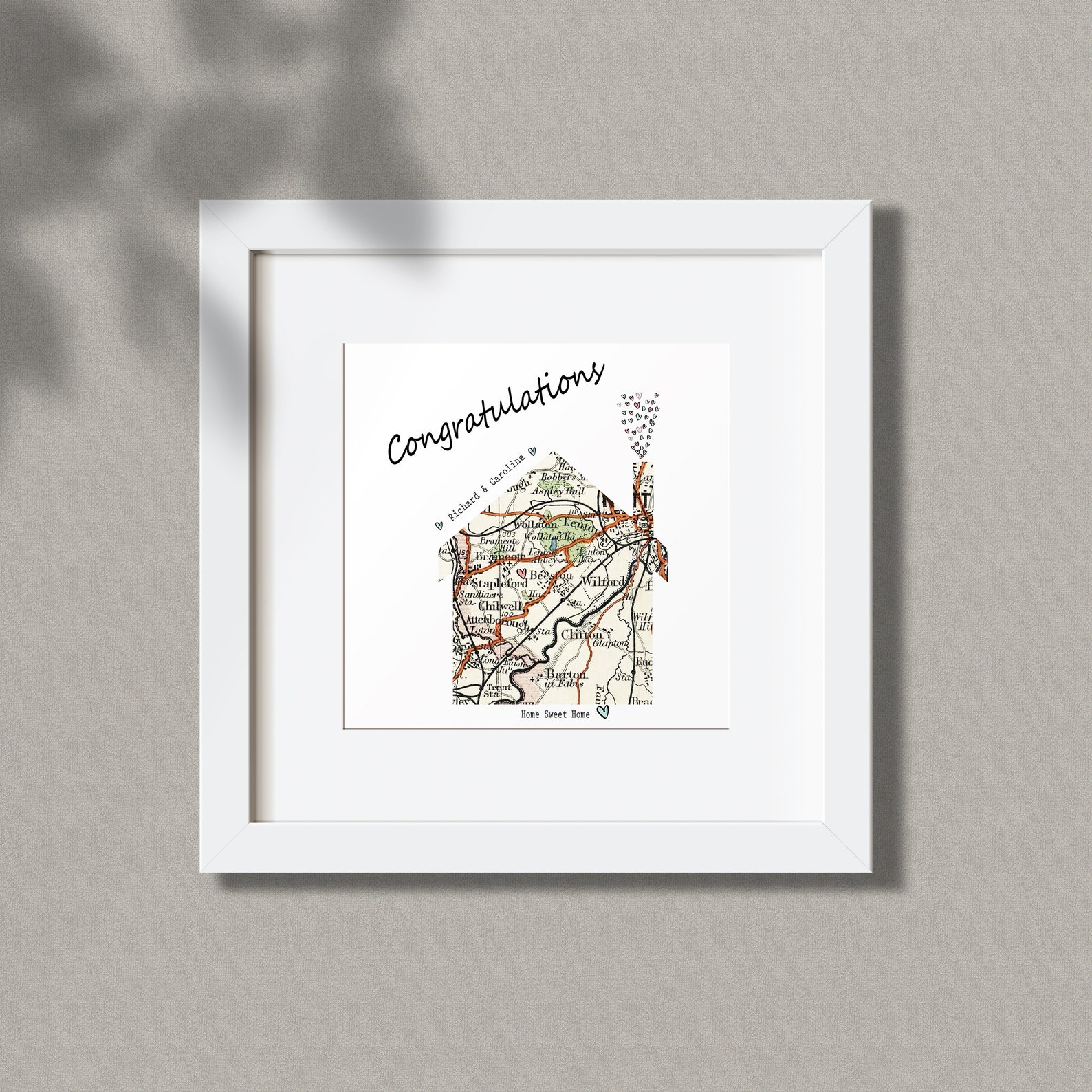 New Home Gift Map Framed Print Map Housewarming Gift Map - Etsy