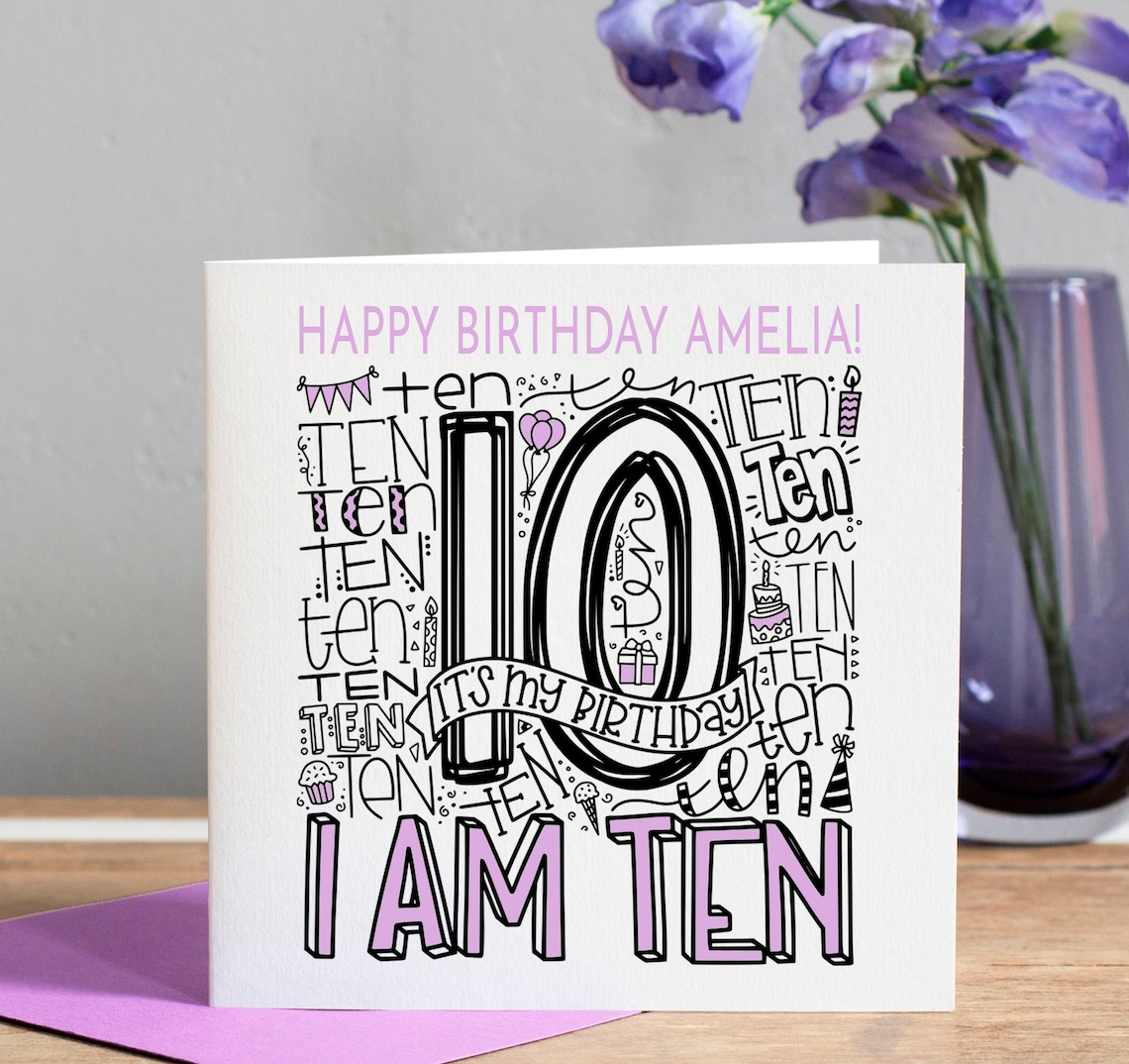 Personalised 10th Birthday Card Daughter 10th Birthday Card - Etsy