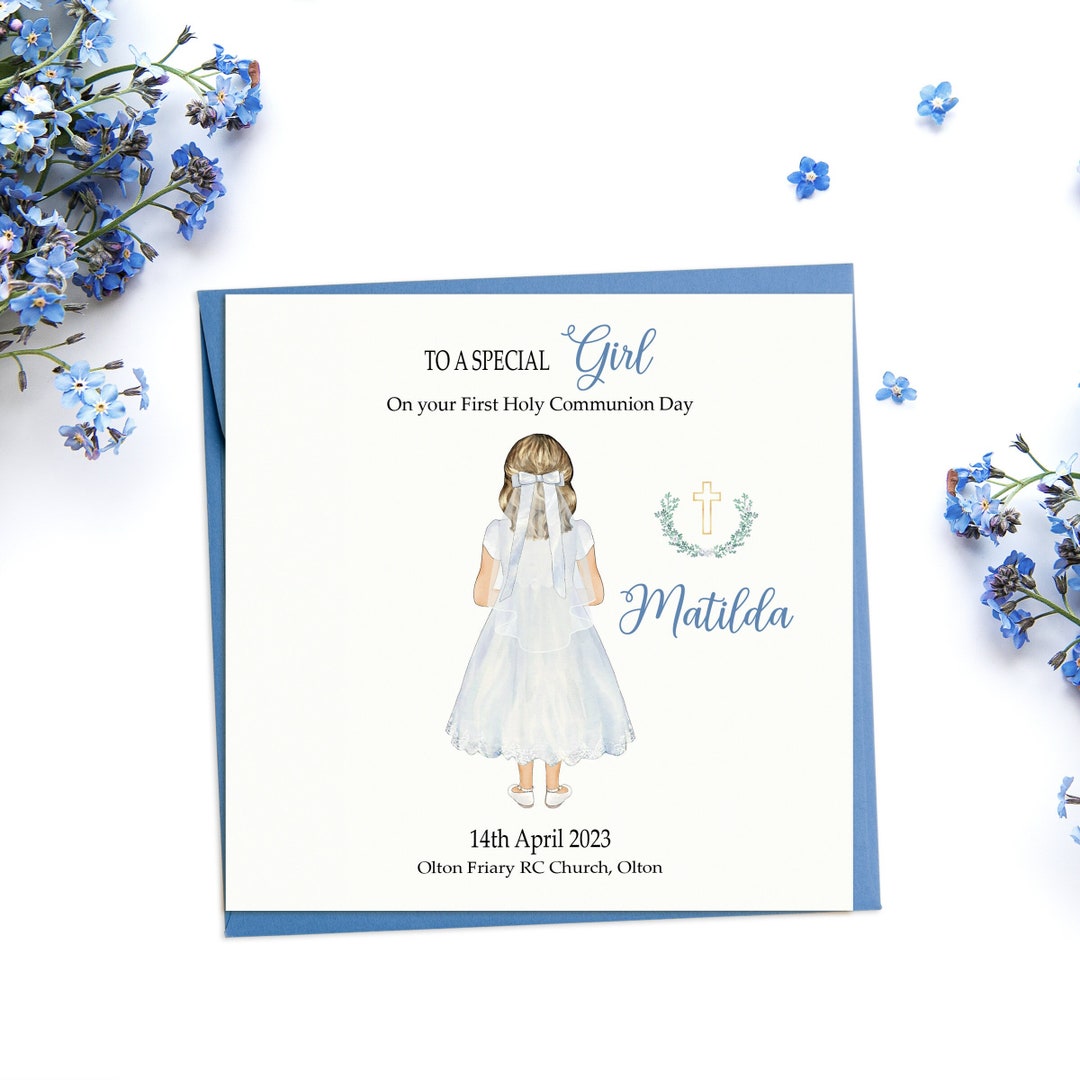 Special Girl First Holy Communion Card, Personalised 1st Holy Communion ...