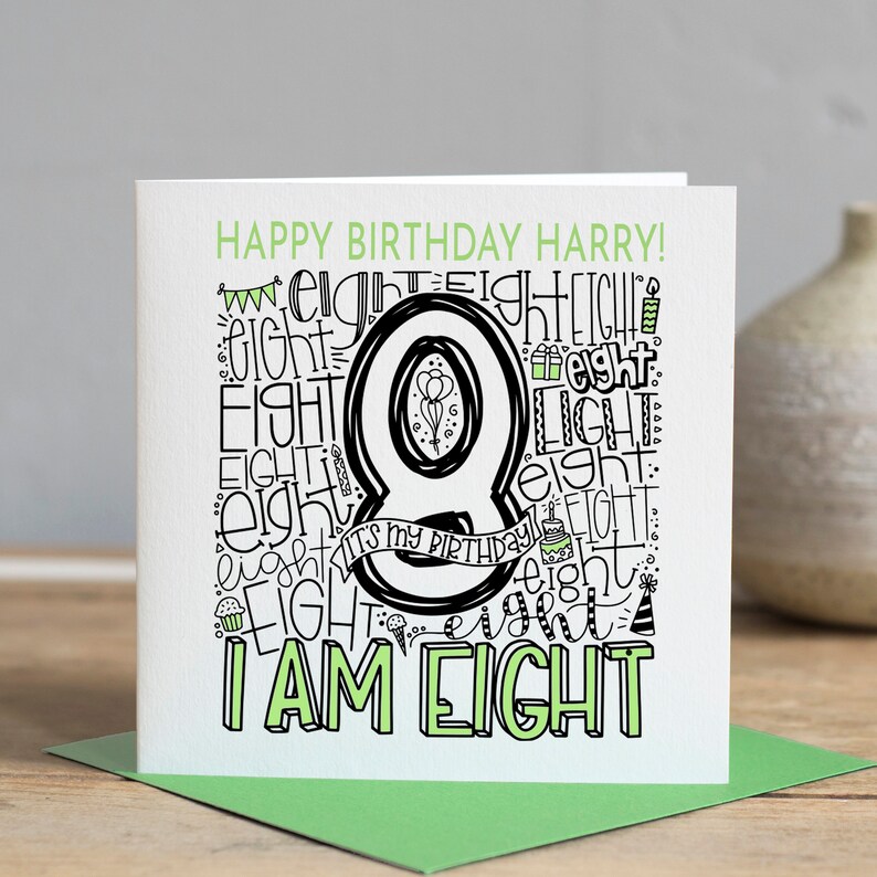 Personalised 8th Birthday Card, Son 8th Birthday Card, Nephew 8th ...