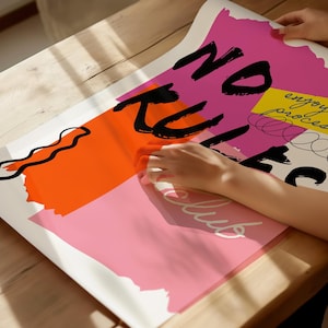 No Rules Poster, Rebellion Graffiti Poster, Preppy Aesthetic Maximalist ...