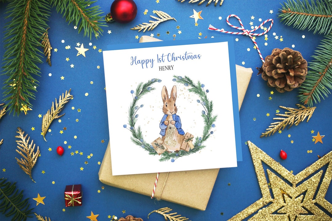 Peter Rabbit Christmas Card, First Christmas Baby Boy Card, Peter ...