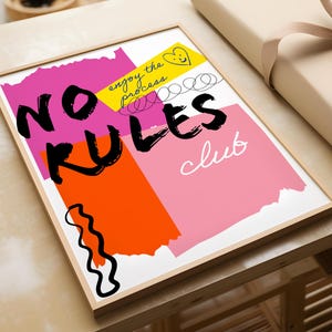 No Rules Poster, Rebellion Graffiti Poster, Preppy Aesthetic Maximalist ...