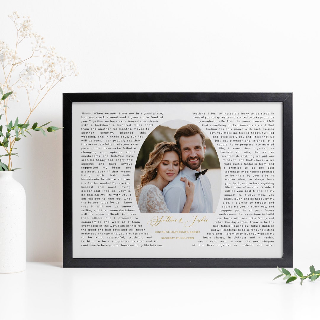 Wedding Vows Print, Wedding Vows Gift, Personalised Wedding Anniversary ...