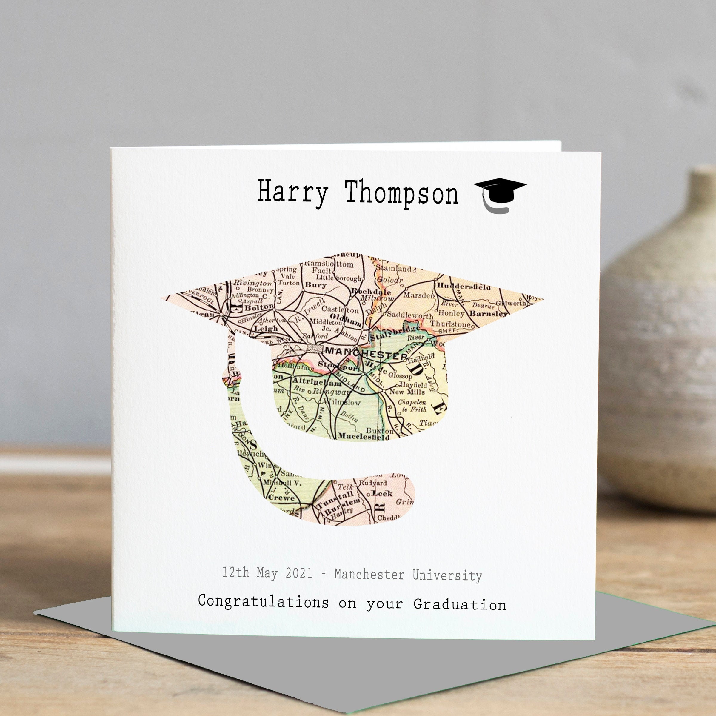 Graduation Map Card Personalised Graduation Card Graduated - Etsy