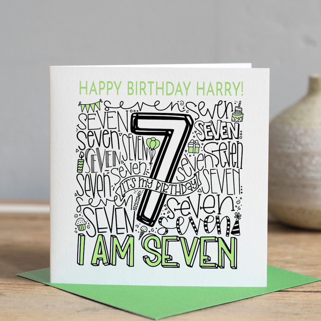 Personalised 7th Birthday Card, Son 7th Birthday Card, Nephew 7th ...