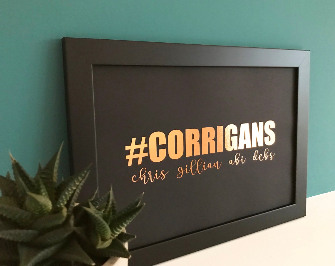 Personalised Family Name Print Metallic Family Name Frame | Etsy