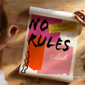 No Rules Poster, Rebellion Graffiti Poster, Preppy Aesthetic Maximalist ...