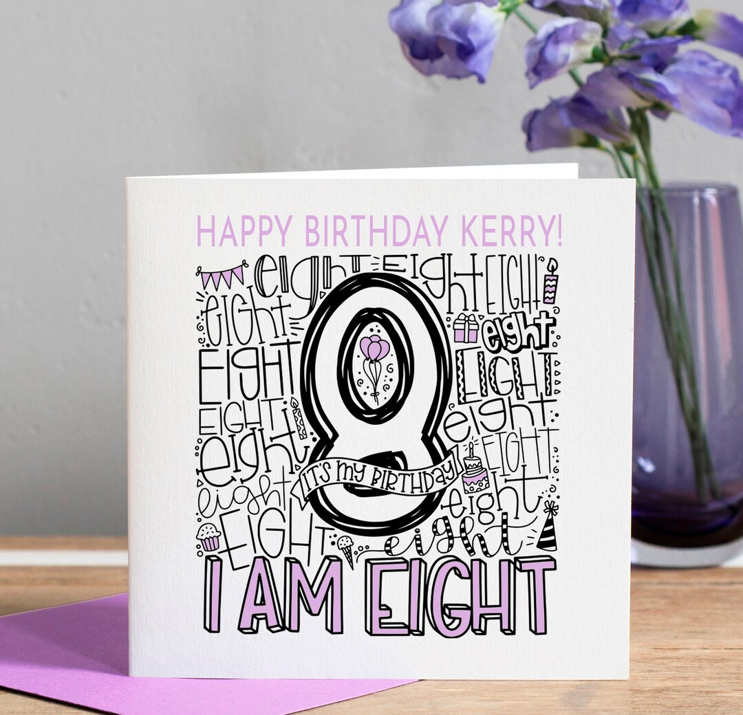 Personalised 8th Birthday Card, Daughter 8th Birthday Card, Niece 8th ...