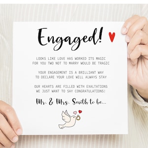 Personalised Engagement Card, Poem Engagement Card, Card for Daughter ...