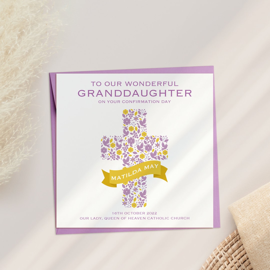 Personalised Confirmation Card for Niece, Confirmation Card With Cross ...