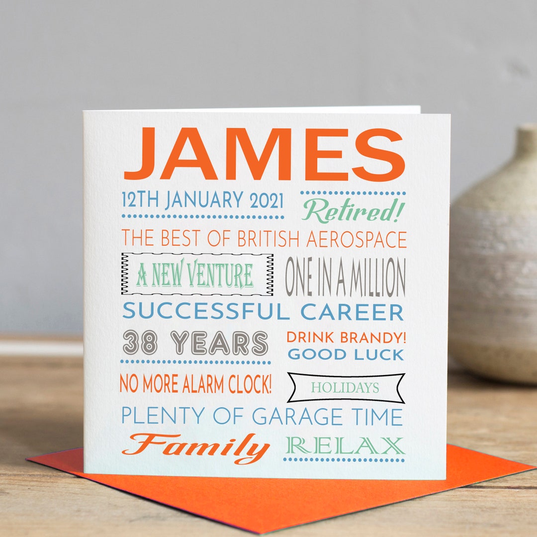 Retirement Card, Personalised Retirement Card, Card for Retirement ...