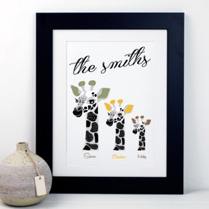 Personalised Family Giraffe Print - Giraffe Art - Wall Decor - Family ...