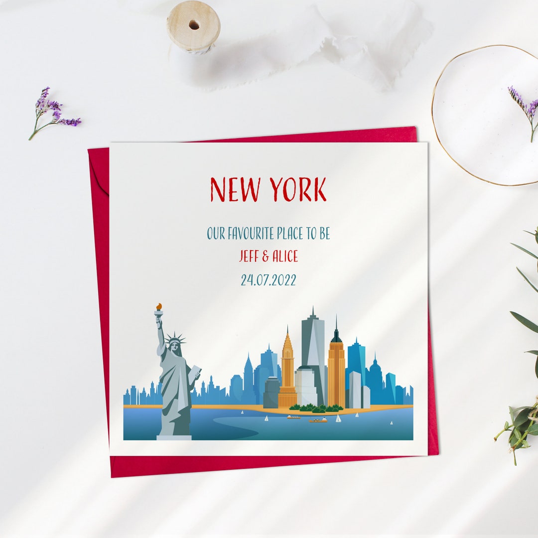 New York Card, New York Skyline, New York Landmarks, New York ...