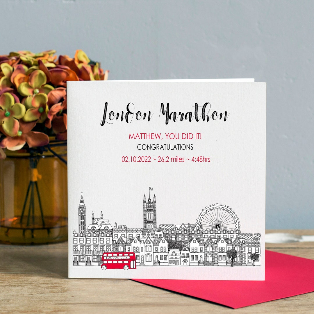 Personalised London Marathon Card, Marathon Success Card ...