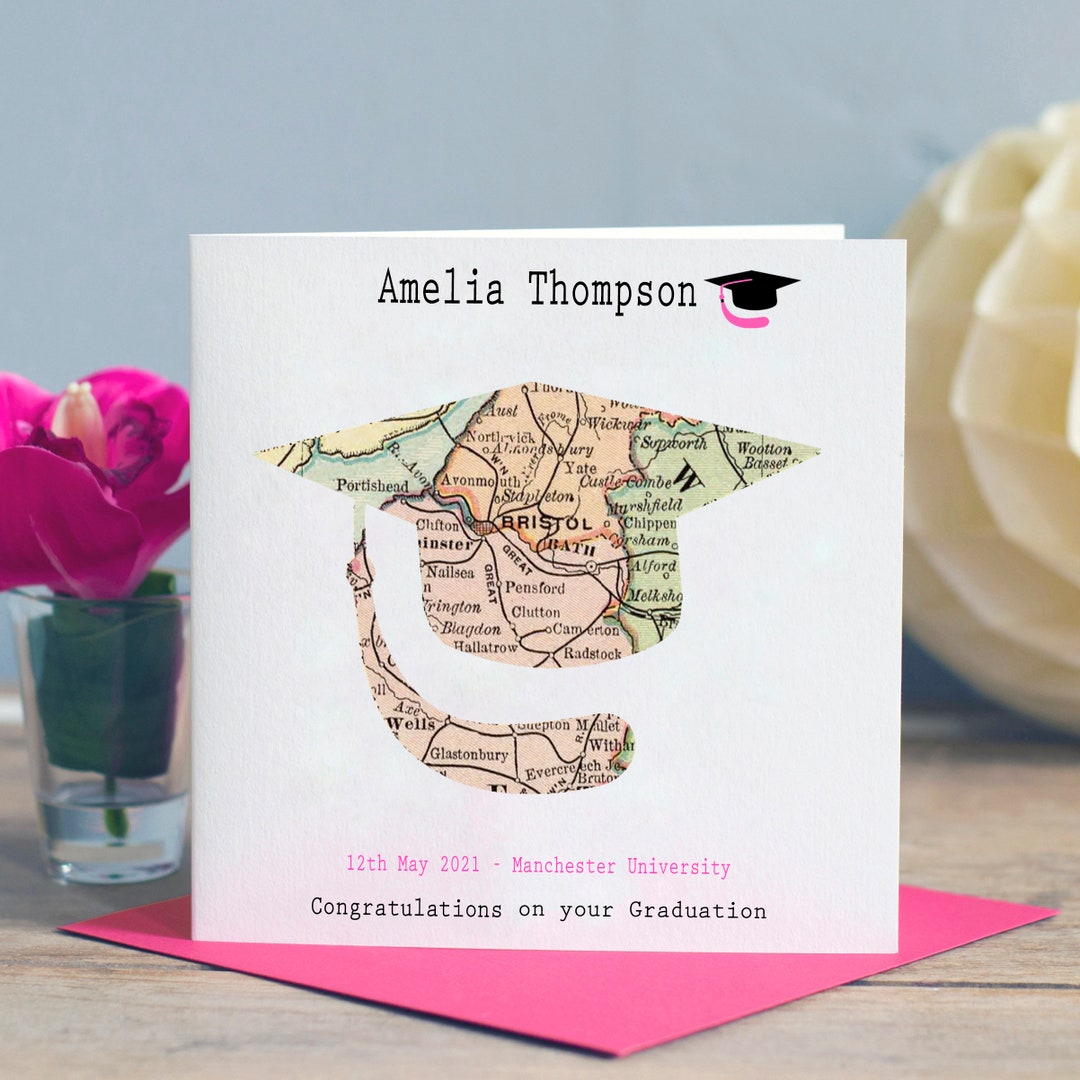 Graduation Map Card, Personalised Graduation Card, Graduated Card, UK ...