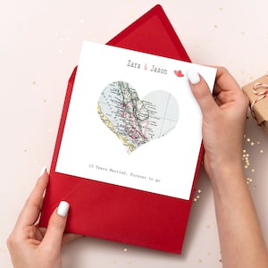 Special Location Map Card - Anniversary Card - Engagement Card ...