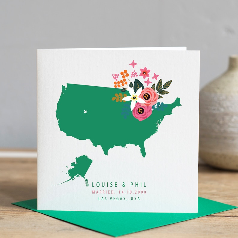 Blossom Map Card Any Location Personalised Map Card - Etsy