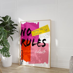 No Rules Poster, Rebellion Graffiti Poster, Preppy Aesthetic Maximalist ...