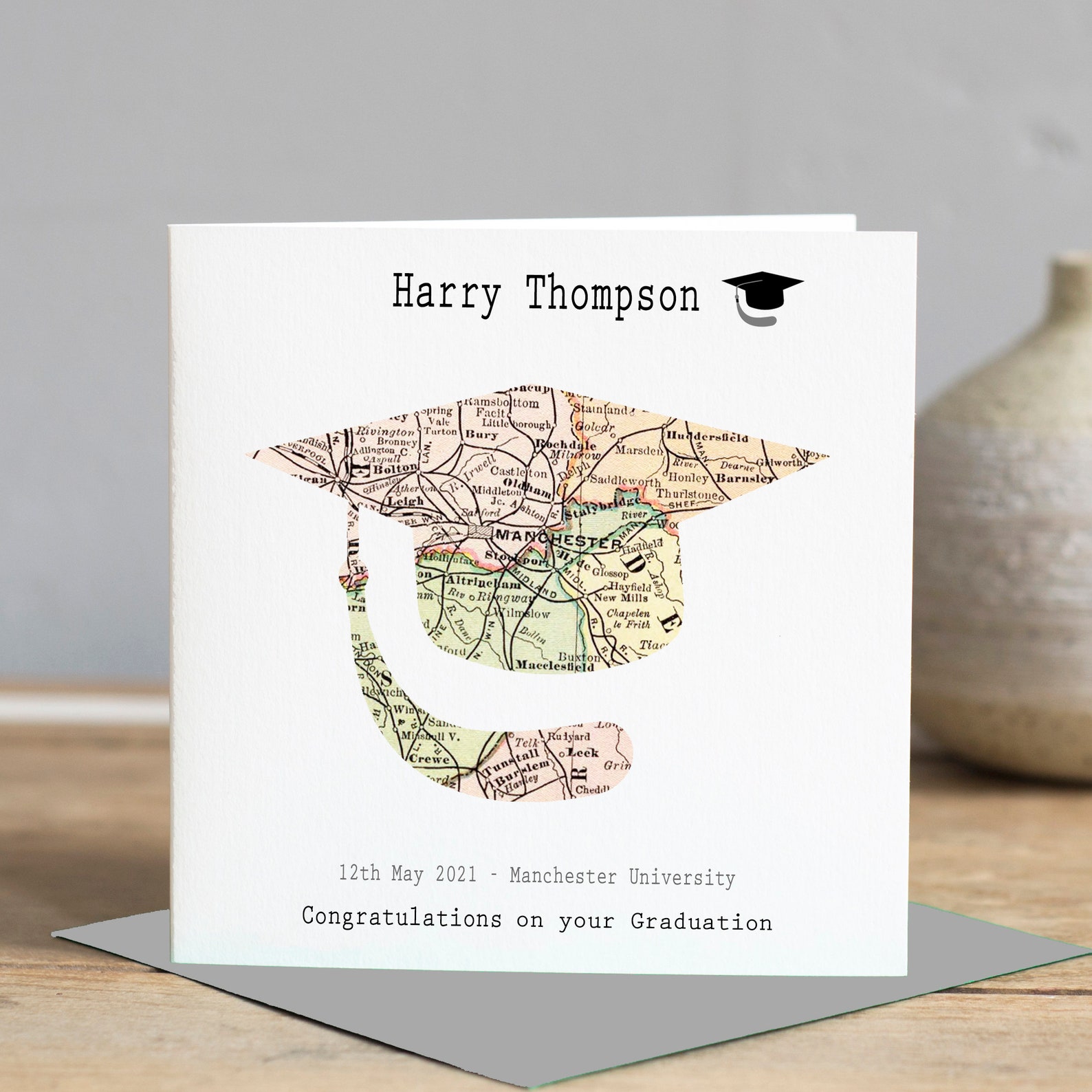Graduation Map Card Personalised Graduation Card Graduated - Etsy