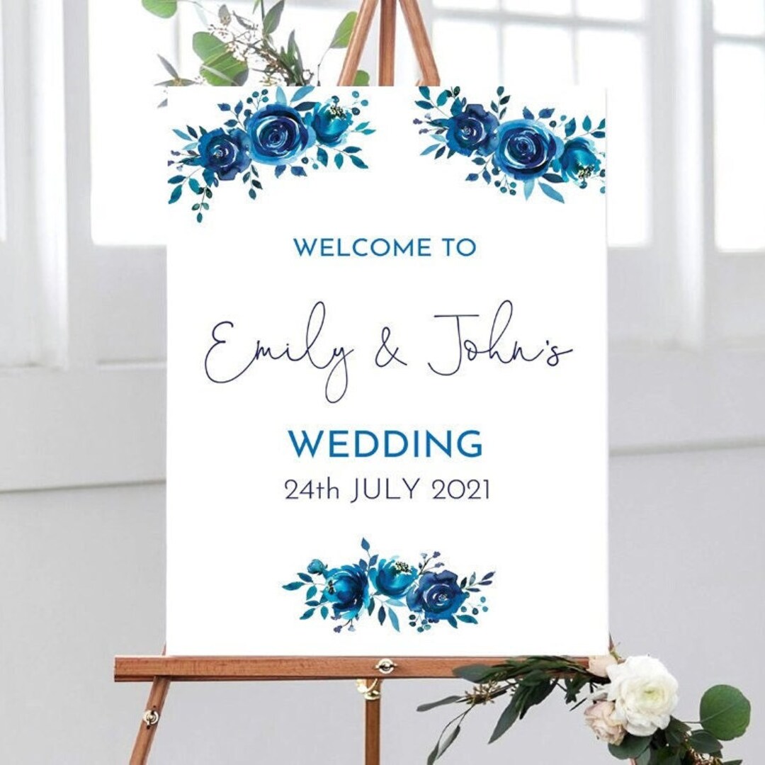 Royal Blue Wedding Welcome Sign Blue Welcome to Our Wedding - Etsy