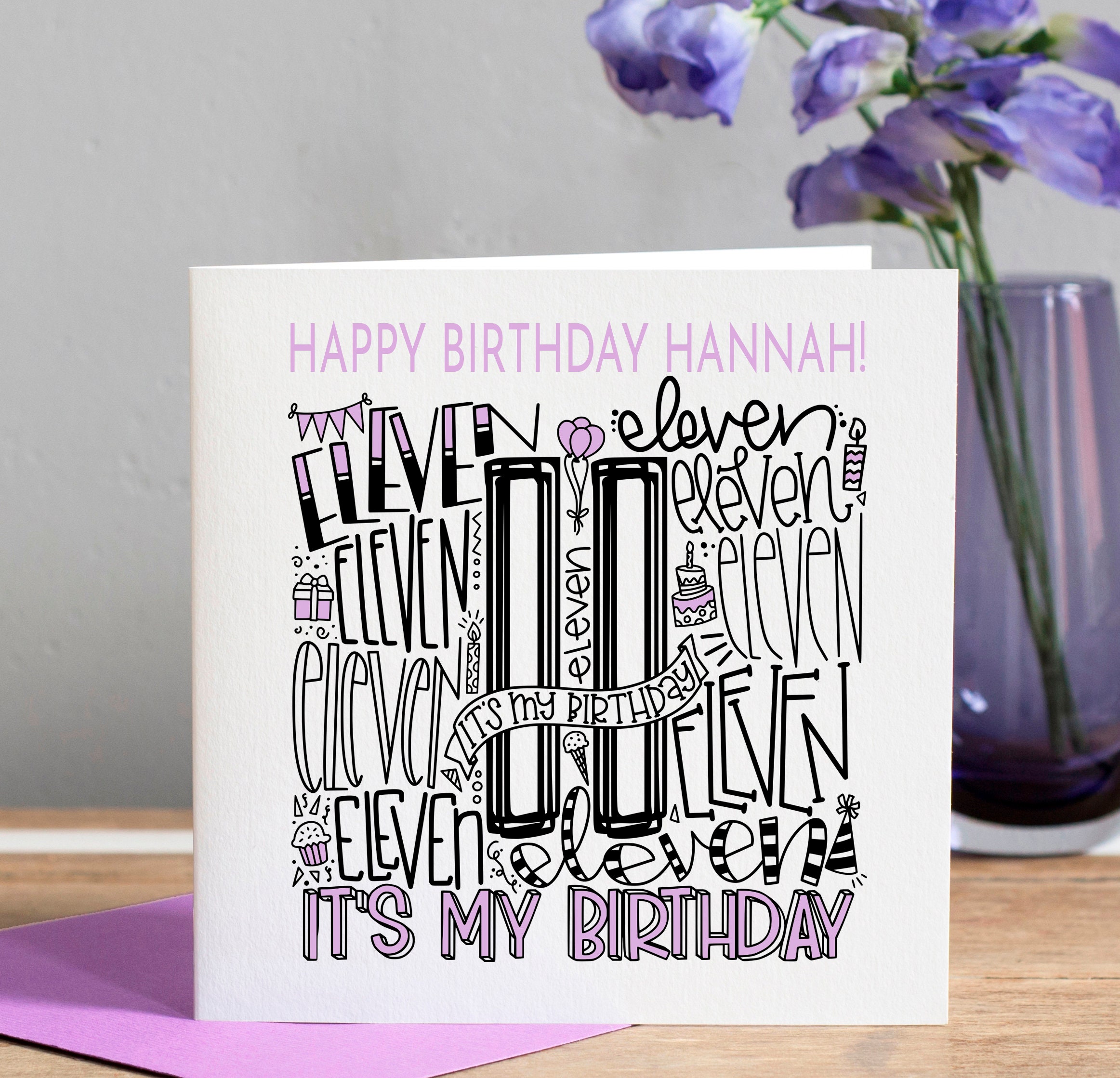 Personalised 11th Birthday Card Daughter 11th Birthday Card - Etsy
