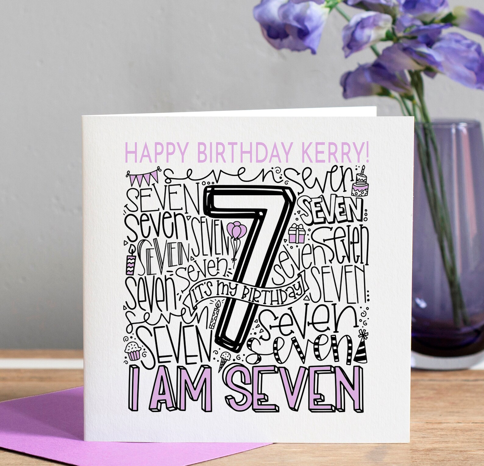 Personalised 7th Birthday Card Daughter 7th Birthday Card - Etsy
