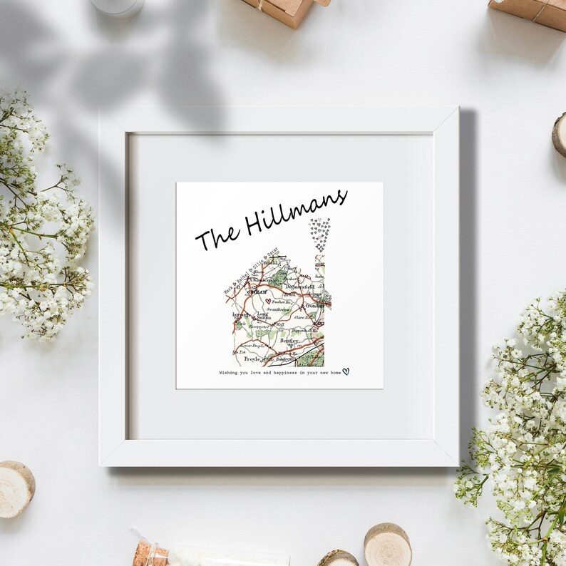 New Home Gift Map Framed Print Map Housewarming Gift Map - Etsy