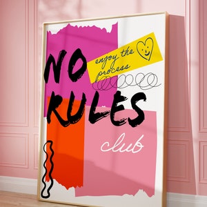 No Rules Poster, Rebellion Graffiti Poster, Preppy Aesthetic Maximalist ...