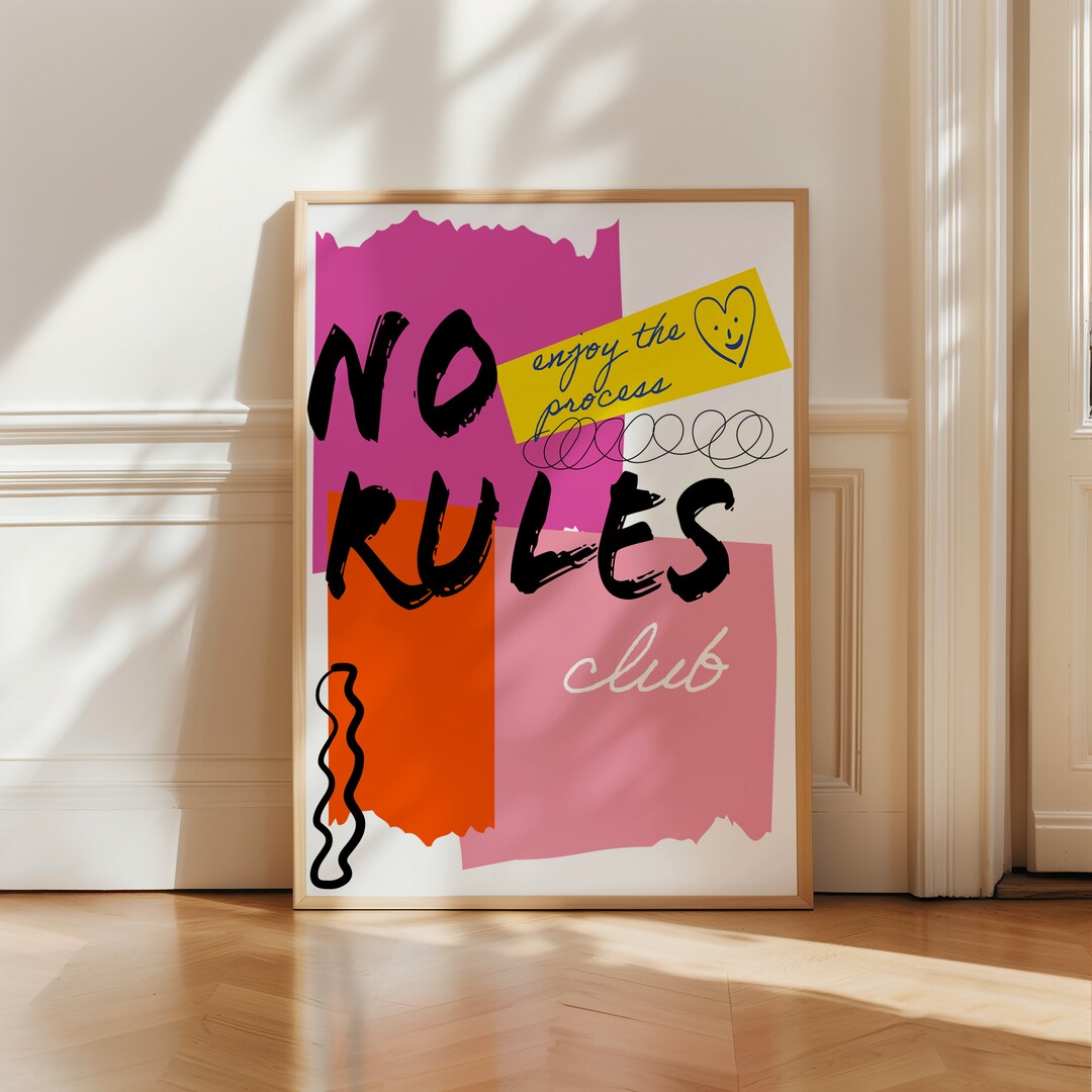 No Rules Poster, Rebellion Graffiti Poster, Preppy Aesthetic Maximalist ...