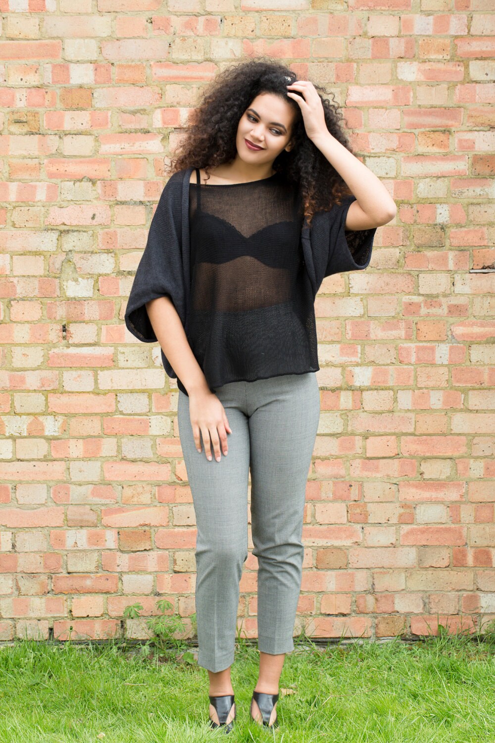 Short Sleeved Batwing Shrug - 100% Merino Wool Knit - Cardigan - Shawl ...