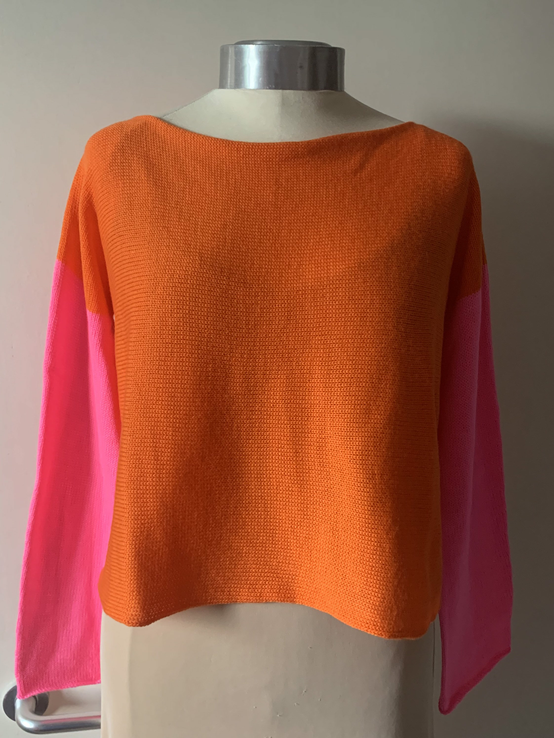 Cropped Boat Neck Block Colour Sweater Pure Merino Wool - Etsy