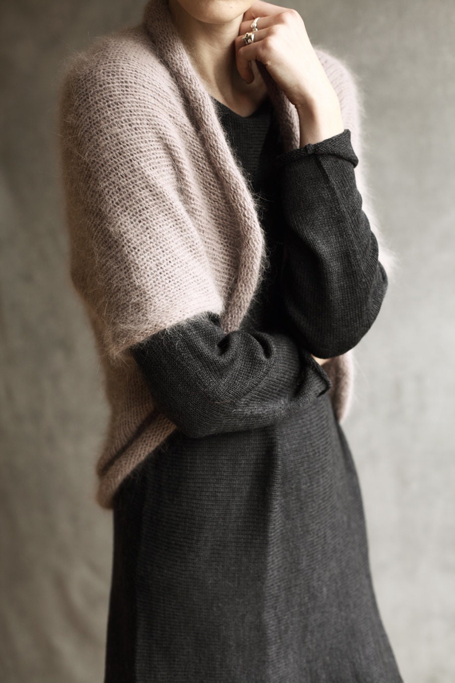 Short Sleeved Angora Wool Cardigan - Knitted Sweater Fluffy Bridal ...