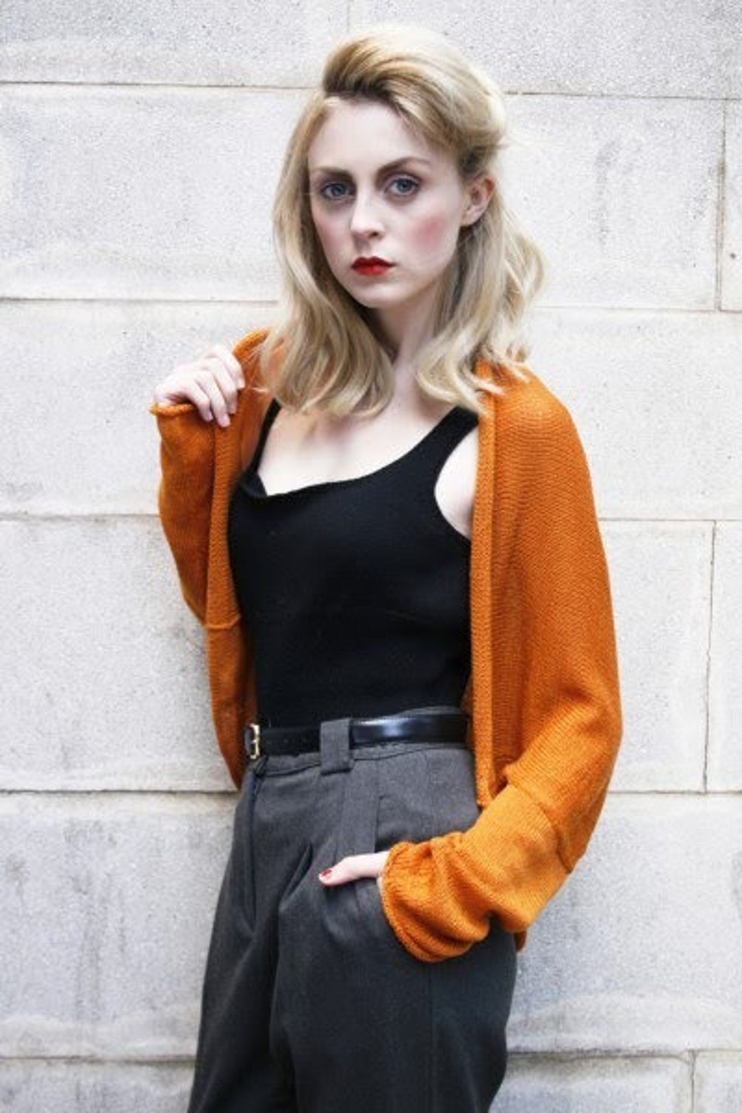 Knitted Cardigan, Shrug, Batwing Shape, Merino Wool Long Sleeved Hand ...