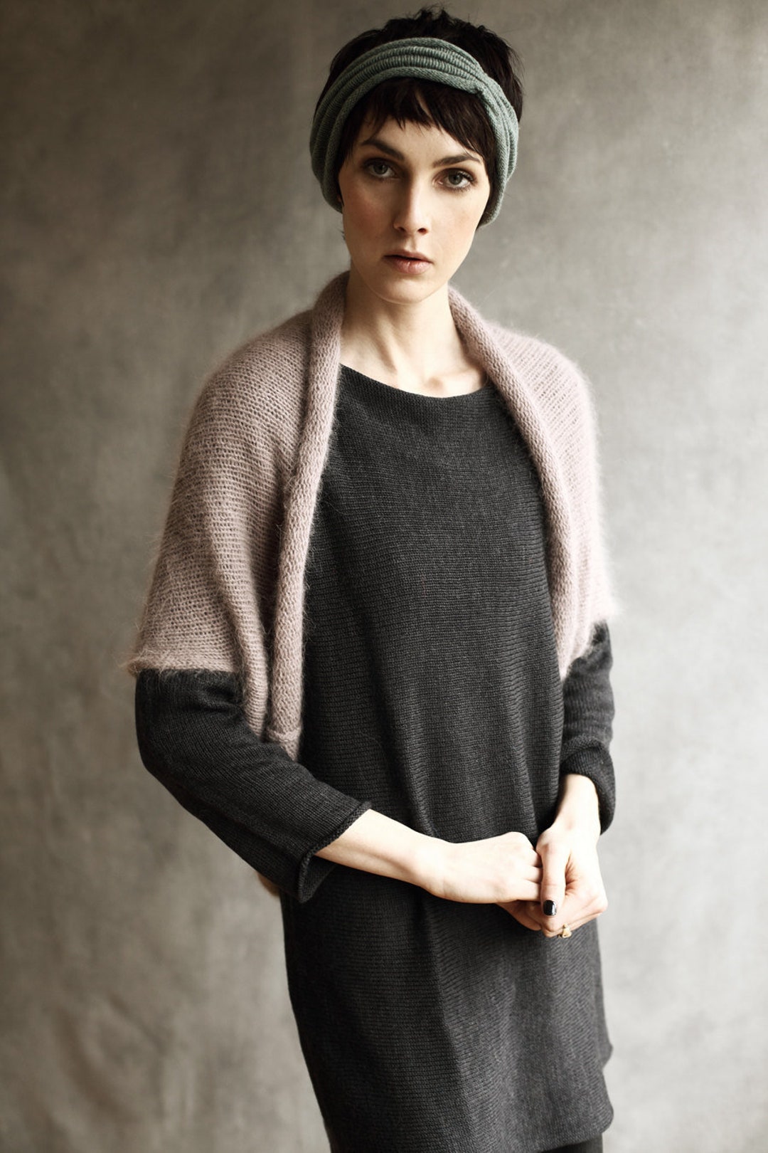 Short Sleeved Angora Wool Cardigan - Knitted Sweater Fluffy Bridal ...