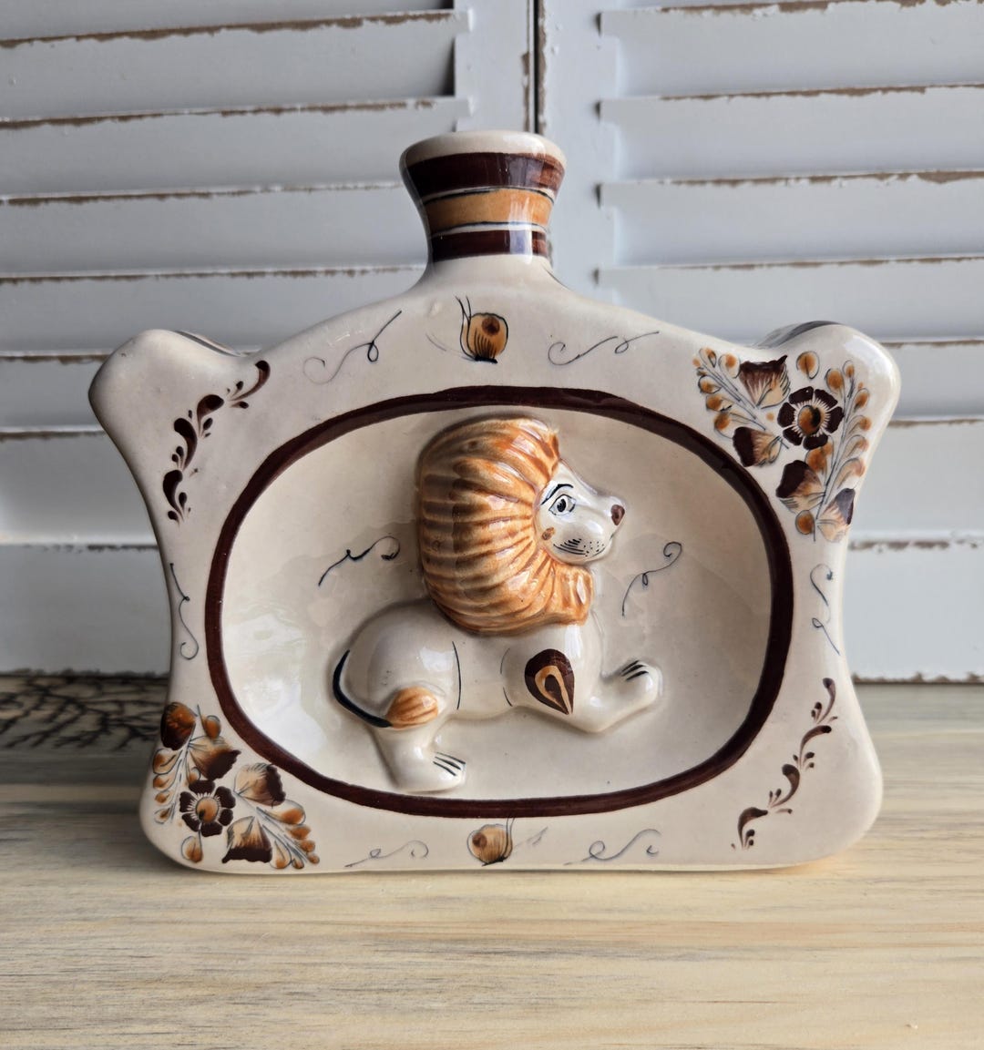 Vintage Tonala Mexico 3D Lion Pottery Vase - Etsy