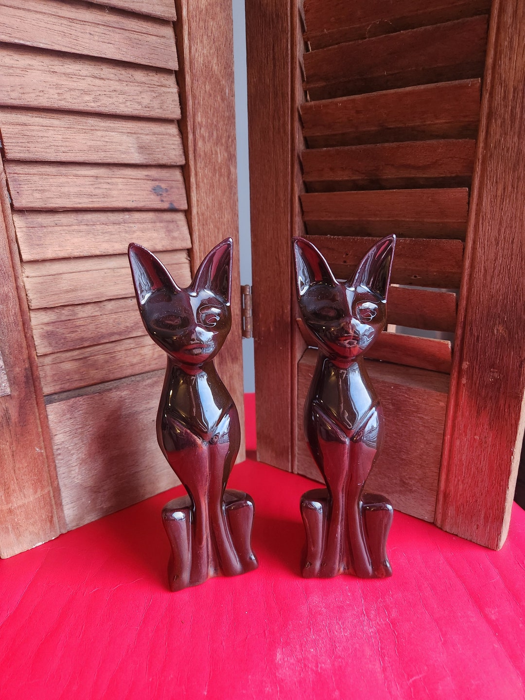 Huronia Pottery Pair of Cat siamese Figurines 1970s Made in Canada 7 ...