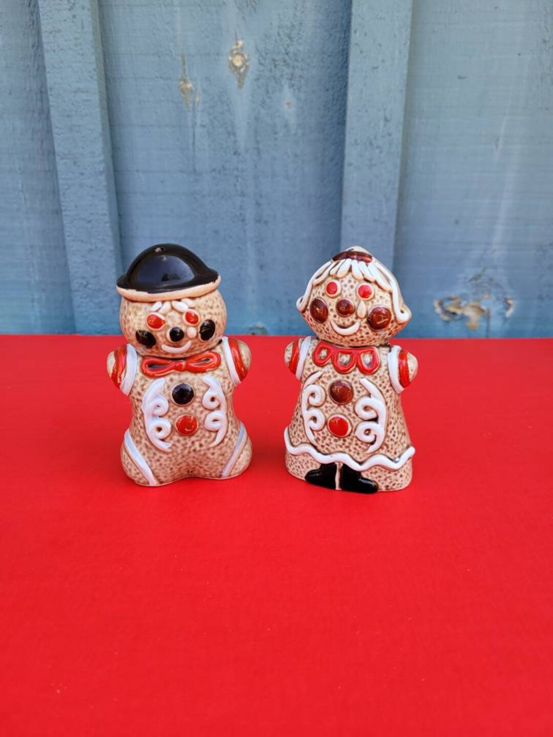 Gingerbread Man and Woman Ceramic Salt and Paper Shakers Marked Japan ...