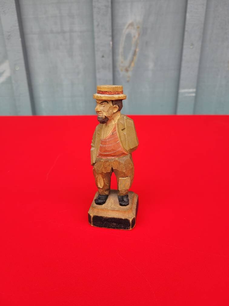 Folk Art Wood Carving Man Hobo Figure Signed Johannes? - Etsy