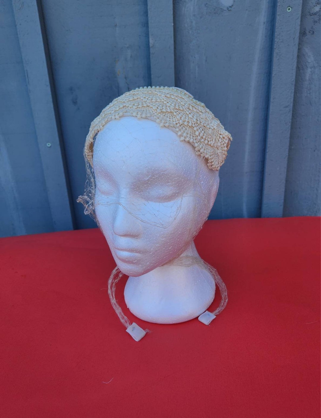 Vintage Bridal Cream Headpiece With Netting at Front - Etsy