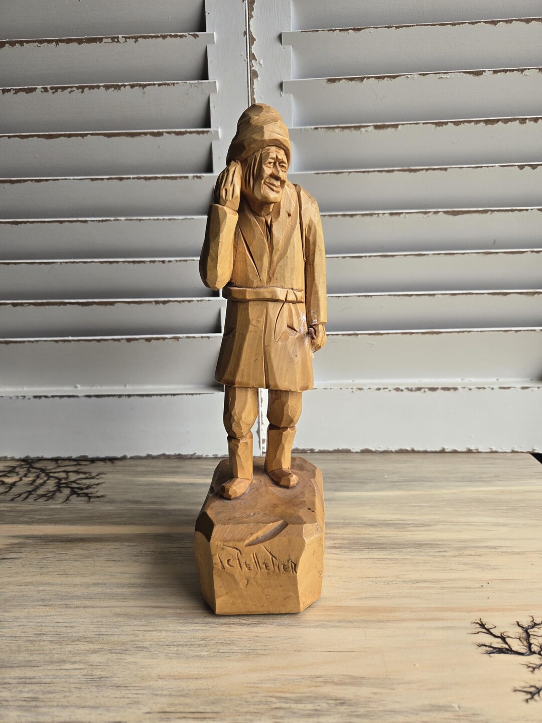 Quebec Folk Art Wood Carving Man Hunting by J.C. Pelletier - Etsy