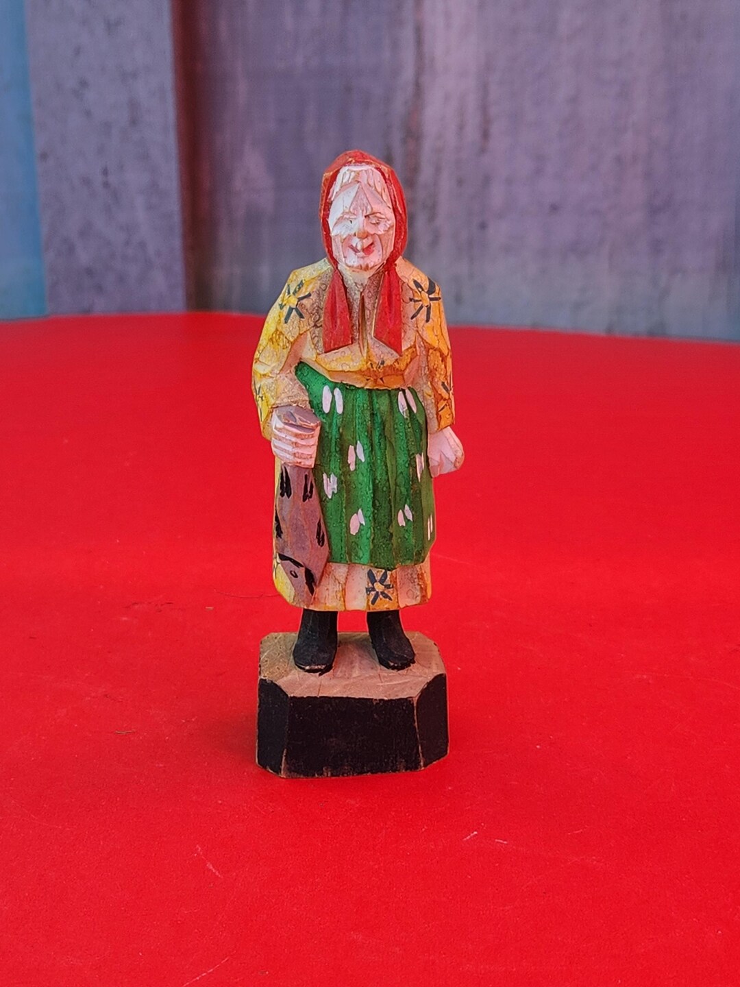 Quebec Folk Art Miniature Wood Carving of Woman With Fish Cottage Decor ...
